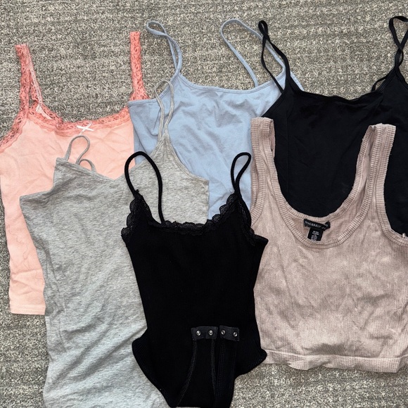 Tops | Tank Top Bundle Fits Smlassorted Lace And Ribbed Tank Tops ...